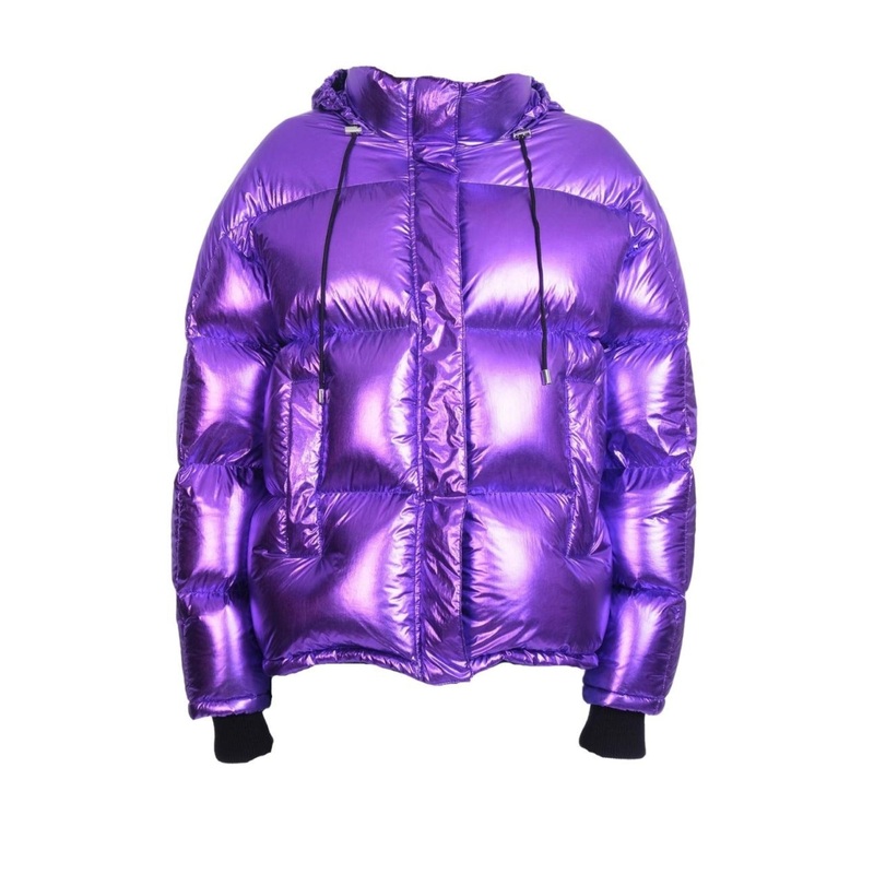 Viola Metallic Puffer Jacket in Shiny Polyamide FR 38 purple synthetic ...